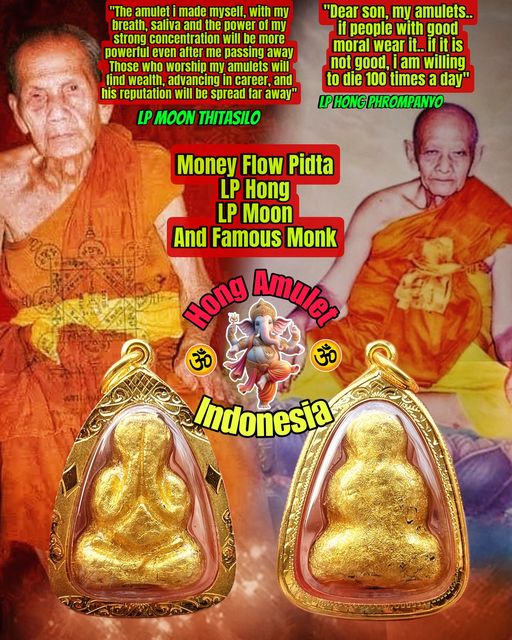Special Premium Amulet Phra Pidta Money Flow LP Hong dan LP Moon