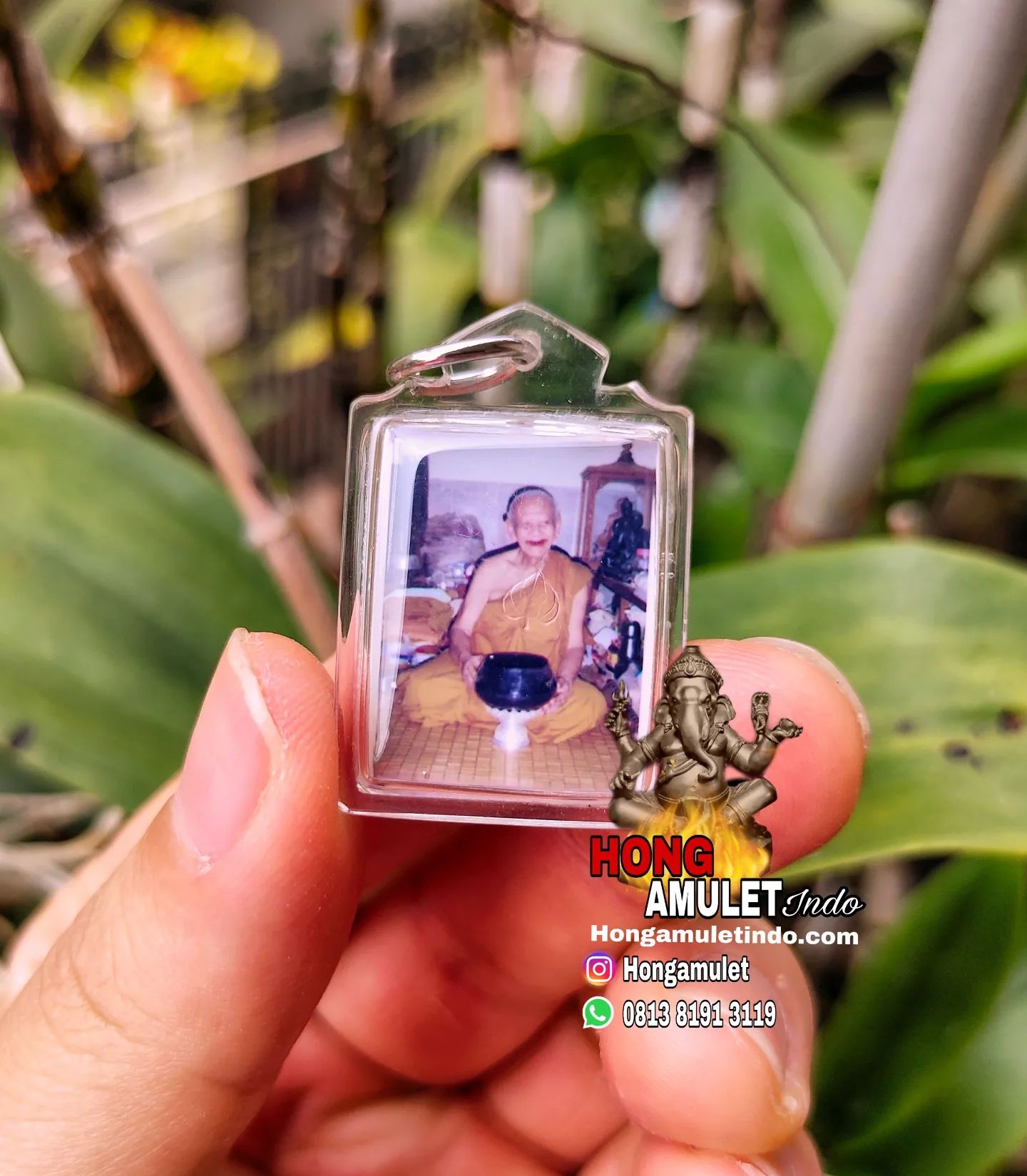 Amulet Roop Tai LP Hong Duduk Datang Berkah Bodhi Leave Stamp